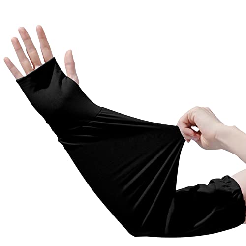 SayWow UV Sun Protection Arm Sleeves for Women Loose-Fit UPF 50+ Cooling Skin Protective Cover, Black,USAB-1