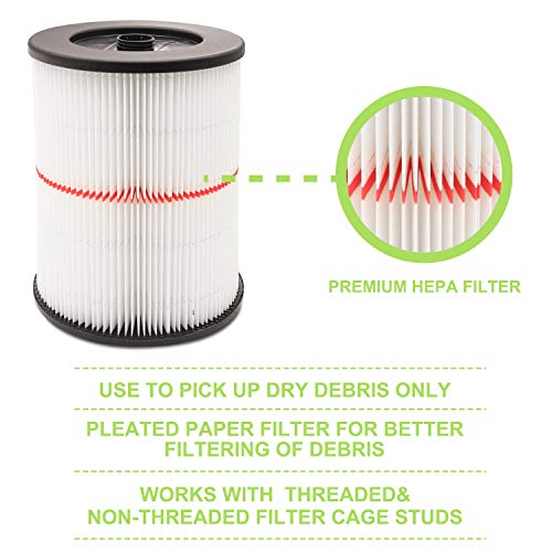 2 Pack Cartridge Filter for Craftsman 17816 9-17816 Wet/Dry Air Filter Replacement Part fit 5/6/8/12/16/32 Gallon & Larger Vacuum Cleaner