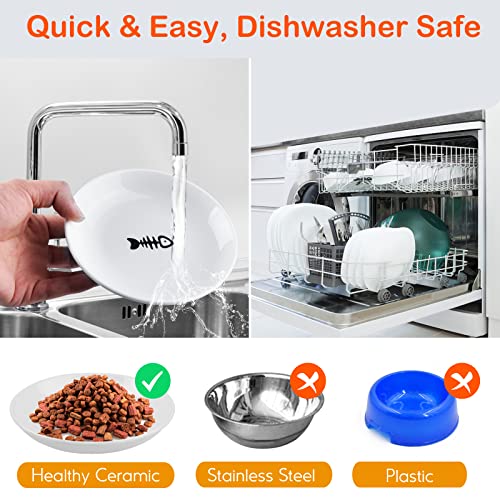 ๐ฎ๐ฌ๐ฎ๐ฏ ๐๐๐ Anti Whisker Fatigue Cat Bowls, Healthy Ceramic Cute Flat Cat Food Bowl for Indoor Cats, Cat Dishes Shallow Wide Cat Plates for Wet Food, Small Whisker Friendly Pet Cat Feeding Bowls