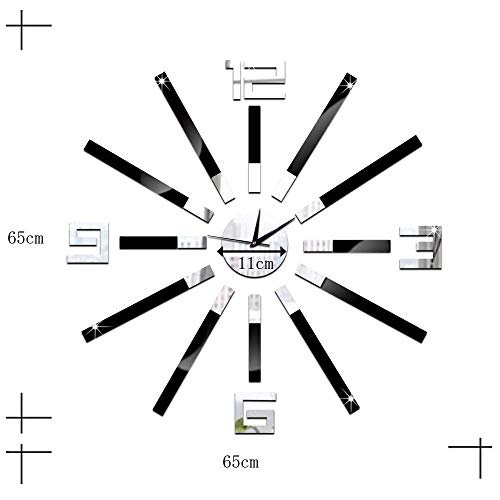 KXA Personality Mute Wall Clock, Creative Home Wall Clock Western Style Simple Mute DIY Mirror Wall Clock Wall Stickers Wall Clock