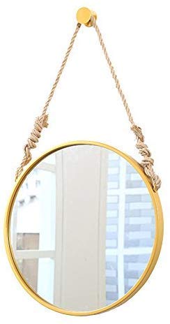 KXA Wall-Mounted Wrought Iron Wall-Mounted Round European Makeup Mirror Creative Bedroom Bathroom Vanity Mirror (Color : Gold, Size : 50cm)