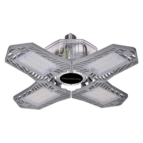 LED Garage Light Deformable Adjustable Garage Lamp High Bay Light for Workshop Parking Warehouse 150W 15000LM (Silver Shell, One Size)