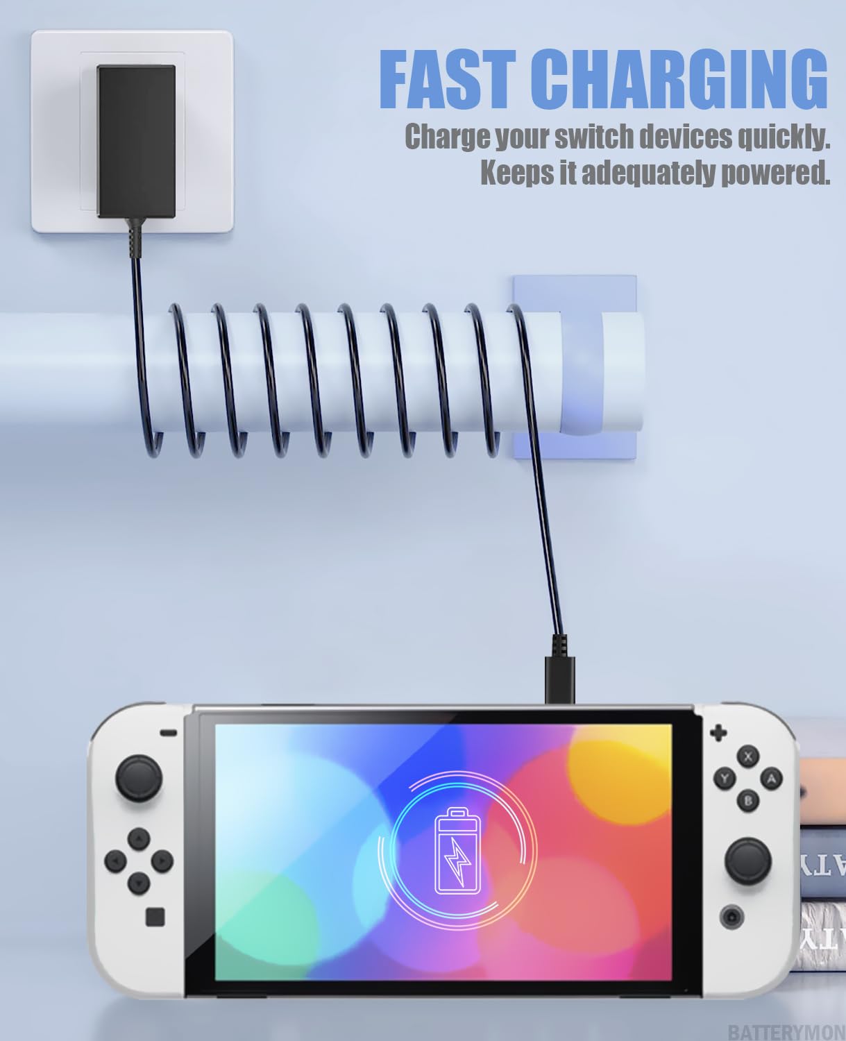 15V 2.6A AC Adapter Replacement for Nin-tendo Switch Game Console Switch Lite, Switch Dock Switch Pro Controller, Wall Charger with 5ft Type C Cable (Support TV Mode/Dock Station)