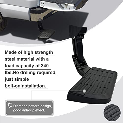 75312-01A 7531201A Truck Bed Side Step Retractable Bumper Step for F150 Pick up Truck 2015-2020 Bumper Step Tailgate Step Truck Bed Step,Black