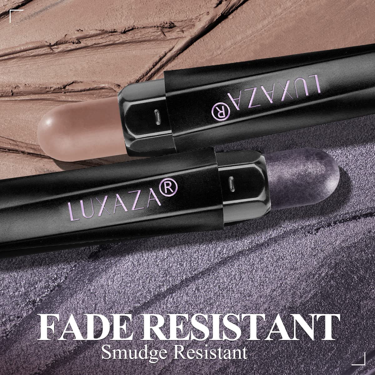 LUXAZA 3Pcs Eyeshadow Stick Set, Matte And Shimmer Creamy Eyeshadow Pencil,Eye Brightener Stick,Nude Caramel Grayish Purple Shadow Stick Set, Waterproof Long Lasting Smoky Highlighter Eye Makeup