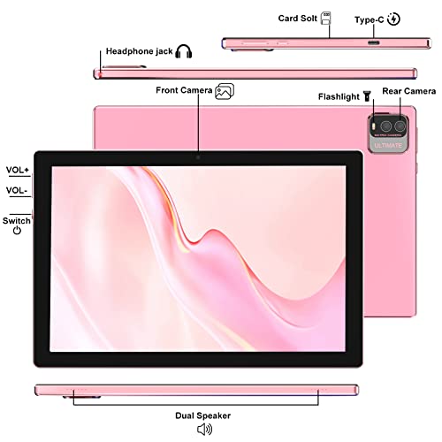 2023 Newest Tablet with Keyboard, 10 inch 2 in 1 Tablets, Android 11 1.8Ghz Quad-Core Processor, 64GB ROM+4GB RAM+512GB Expend Tableta, Case/Mouse/Stylus/8MP Camera/6000mAh Battery/1280x800 HD Display