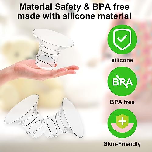 5pcs Breast Pump Flange Insert, 13/15/17/19/21mm Wearable Silicone Flange Insert, Compatible with Medela//Bellababy/Spectra 24mm Flanges, Easy to Clean Breast Pump Shields/Part (Transparent)