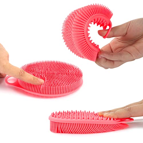 3 Set of Multifunctional Silicone Body Scrubber Loofah Soft and Skin-Friendly-,Easy to Clean,Scalp Massage ,Durable and Hygienic - Suitable for Various People and Pets (3 Count)