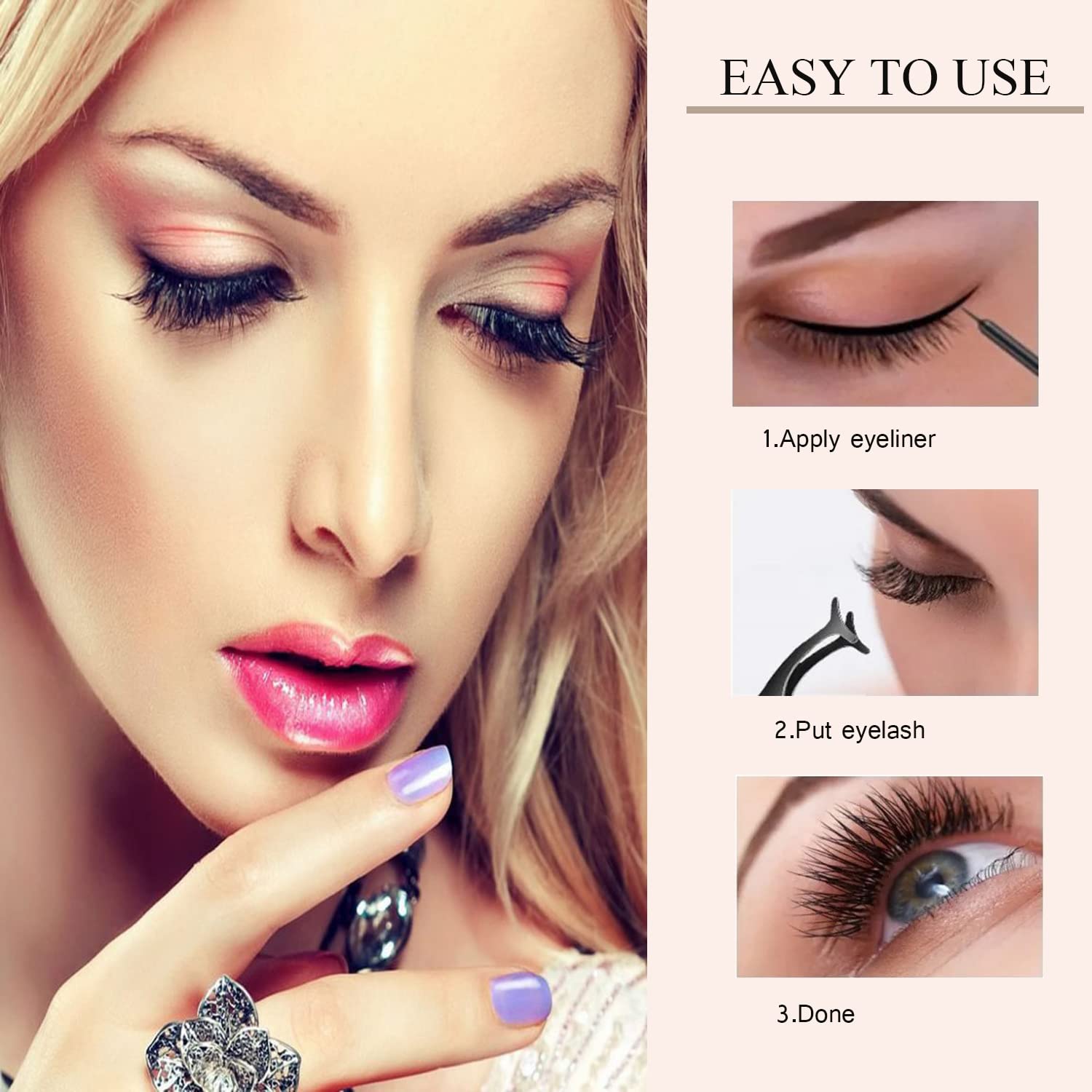 Magnetic Eyelashes Kit with Eyeliner, Magnetic Lashes Natural Looking 10 Pairs , 2 Pcs Magnetic Eyeliner, Reusable 3D False Eyelashes Lashes Pack, With lash tweezers,No Glue! Eyelashes Magnetic