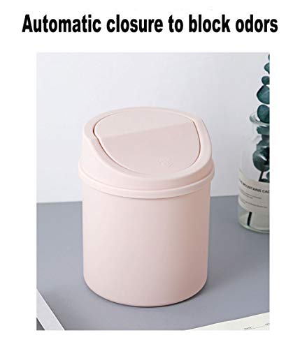 AKOAK 1 Pack Small Table Top Trash can, Mini Clamshell Wastepaper Basket, Simple, Convenient and Durable Household Plastic Storage Bin(Pink)