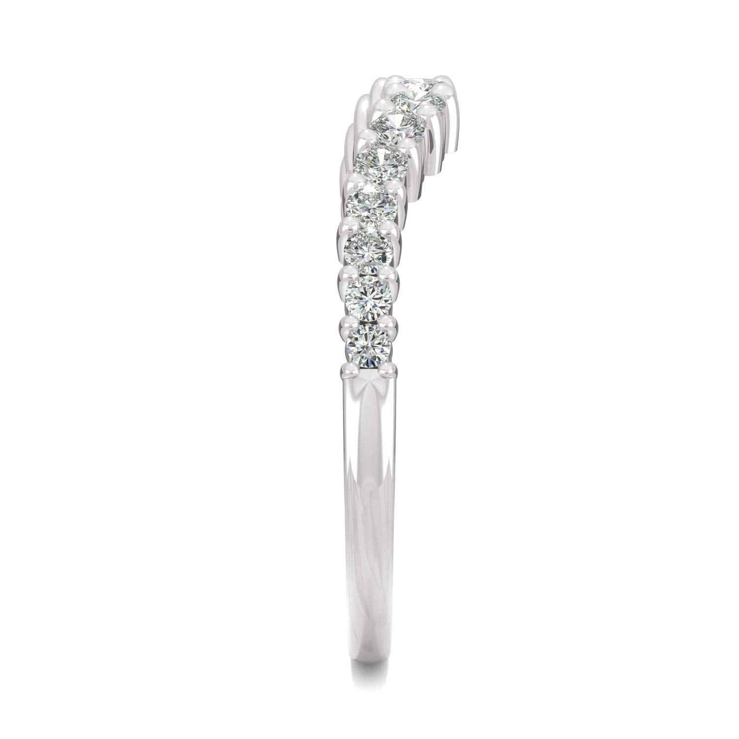 14K White Gold 2.3mm Round Moissanite Curved Graduated Band- size 8 0.39cttw DEW by Charles & Colvard