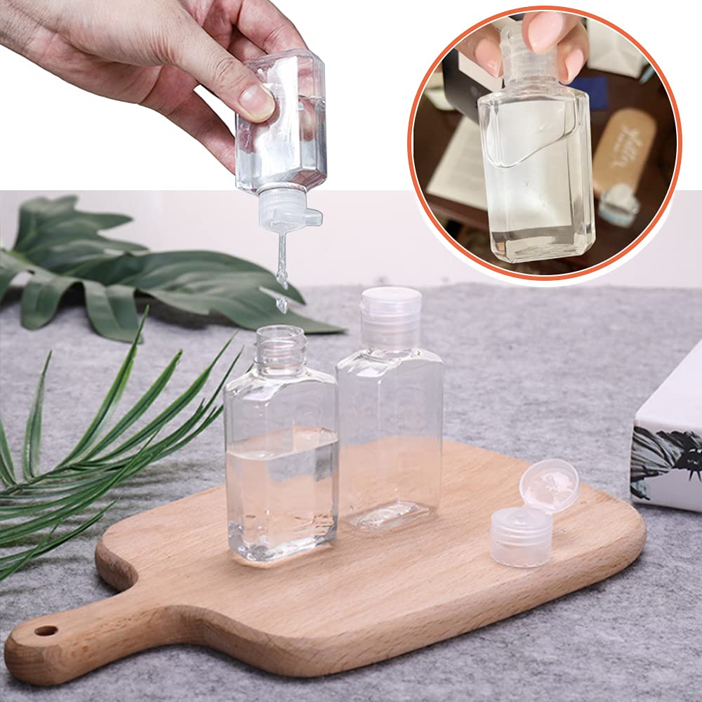 Jnnzzggu 40 Pack 2 Oz Plastic Refillable Bottles with Flip Cap,Clear Empty Hand Sanitizer Bottles,Portable Reusable Containers with Lids for Shampoo,Body Soap,Toner and Lotion