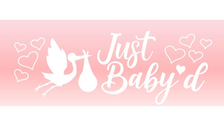 Just Baby'd - Welcome Baby Banner for Leaving Hospital, Baby's First Car Ride Sticker - Celebration & Commemoration, Rear Window Decal Kit - Easy Configuration