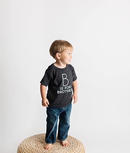 ELLA COLE COMPANY Big Brother Shirt for Toddler B is for Brother T-Shirt (Dark Grey, 2T)