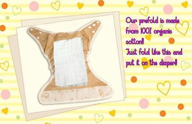 KaWaii Baby Prefold Cloth Diaper, Organic Cotton Twill, 4 x 6 x 4 ply DSQ Quality Washable & Reusable (10-36 lbs) White - 12-Count