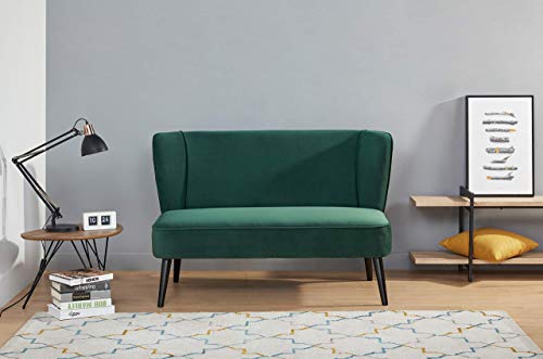 A&D Home 52.3” Manhattan Mid-Century Modern Velvet Armless Loveseat Sofa Chair with Wood Legs, Green
