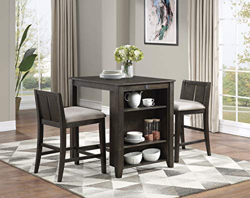 Lexicon Daye 3 Piece Wood Counter Height Dining Set in Dark Cherry