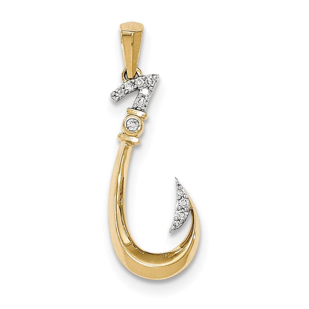 14k Yellow Gold Gold Diamond Fish Hook Pendant GLD-AZ-XP4873AA