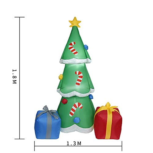 6 FT Blow up Christmas Decoration Inflatable Outdoor Christmas Tree Gift Giant with LED Light Xmas Decor for Holiday Party Yard/Lawn/ Garden/Patio