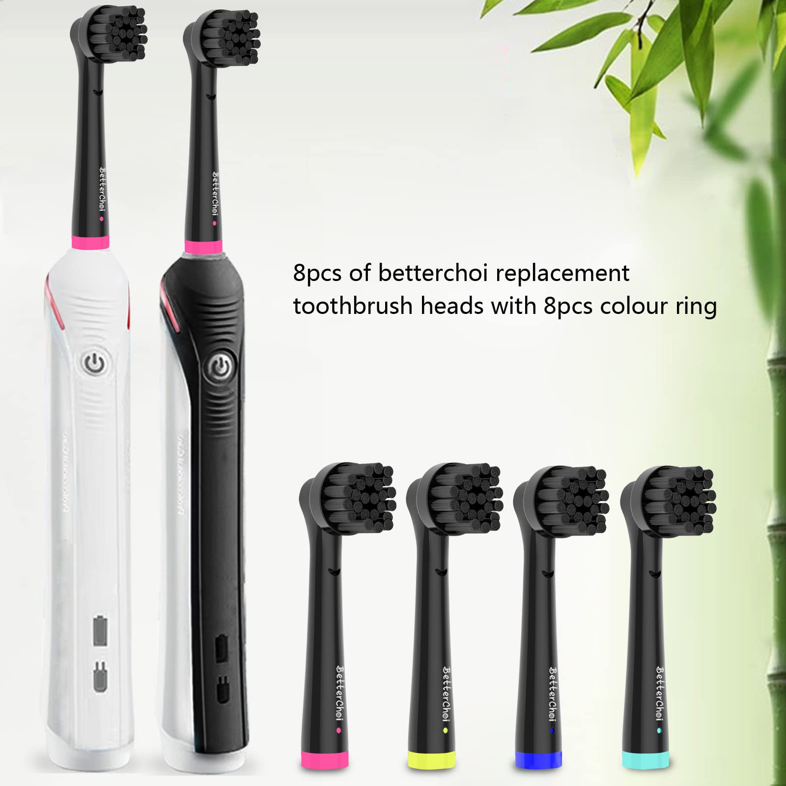 16 Pack Charcoal Brush Heads Compatible with Oral B Electric Toothbrush, Making with Active Charcoal Bristles, Black