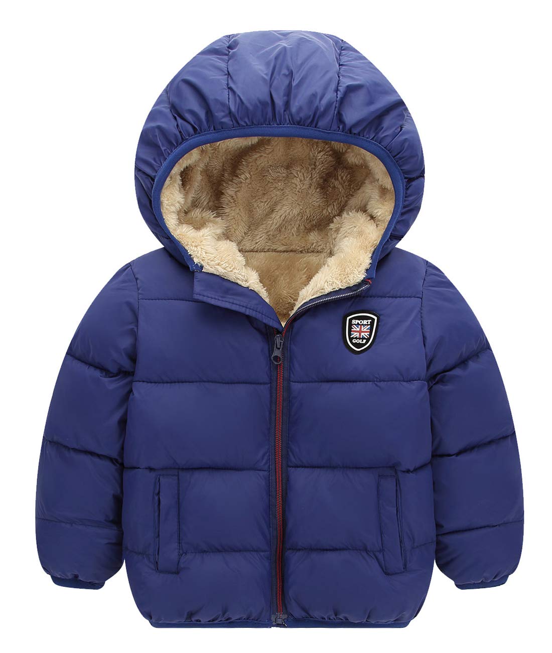 Happy Cherry Boys Blue Winter Hooded Bubble Coat Warm Down Jacket Thick Outerwear for 6 to 7 years old