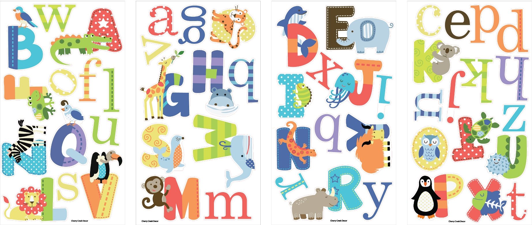 Animal Alphabet Nursery Peel & Stick Wall Art Sticker Decals for Boys and Girls (Alphabet)