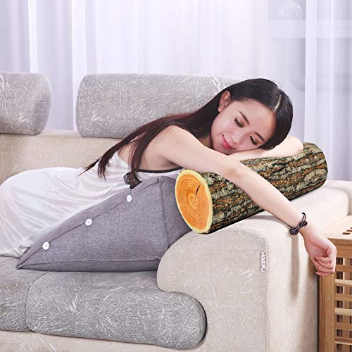 Throw Pillow, Creative Simulation Cylinder Tree Stump Shaped Throw Pillow Cushion Home Decor Brown