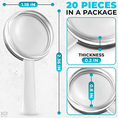 20Pcs Mini Magnifying Glass for Reading - Magnifying Glasses for Kids Magnifying Glass Medical Equipment Science Party Favors - Plastic Magnifying Lens for Reading Magnifiers for Seniors Geology Tools