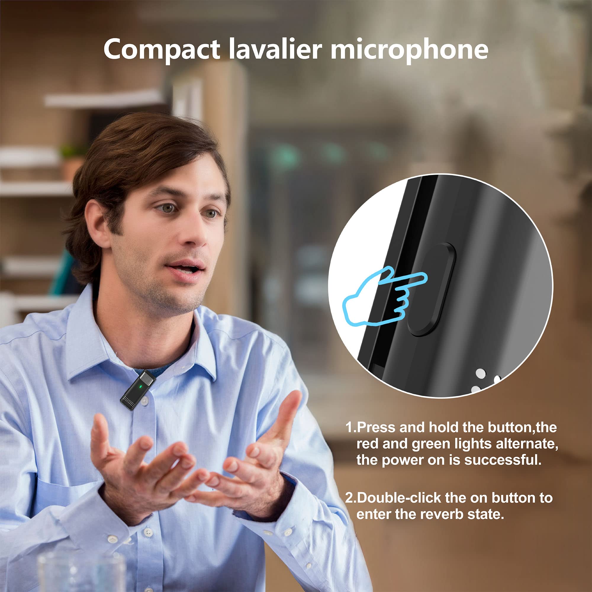 2 Mic Wireless Lavalier Lapel Microphone for iPhone iPad, MK06 Plug-Play Wireless Lavalier Mic with Charging Case-Linkable within 60ft for Live Streaming, Short Videos, YouTube, Interview, Vlog