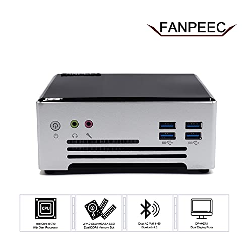 FANPEEC Industrial PC Fanless Mini PC Windows 11 Pro Core i5 10210U 32GB RAM 512GB SSD, Fanless PC Dual Ethernet, WiFi 5, BT 4.2, GPIO, 6*USB, 2*RS232 COM, Wake On LAN