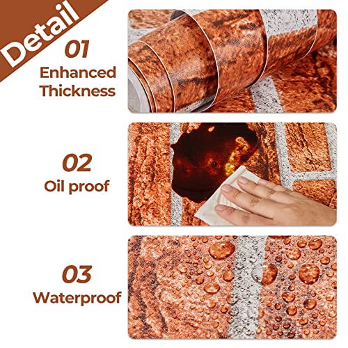 bofeifs Brick Wallpaper Peel and Sbofeifs Brick Wallpaper Peel and Stick Decorative Paper Self-Adhesive Sticker for Home Apartment Wall Fireplace Christmas Decor(Red) 17.7 x 118 inches