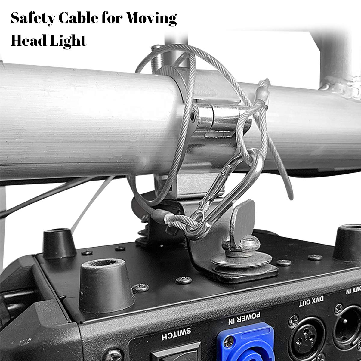 10PCS WorldLite Premium Stage Lights Safety Cable, 110lb Load Duty and 4mm in diameter, 31.5โโ Stainless Steel Safety Rope for Stage Lighting Par Light Moving Head Light