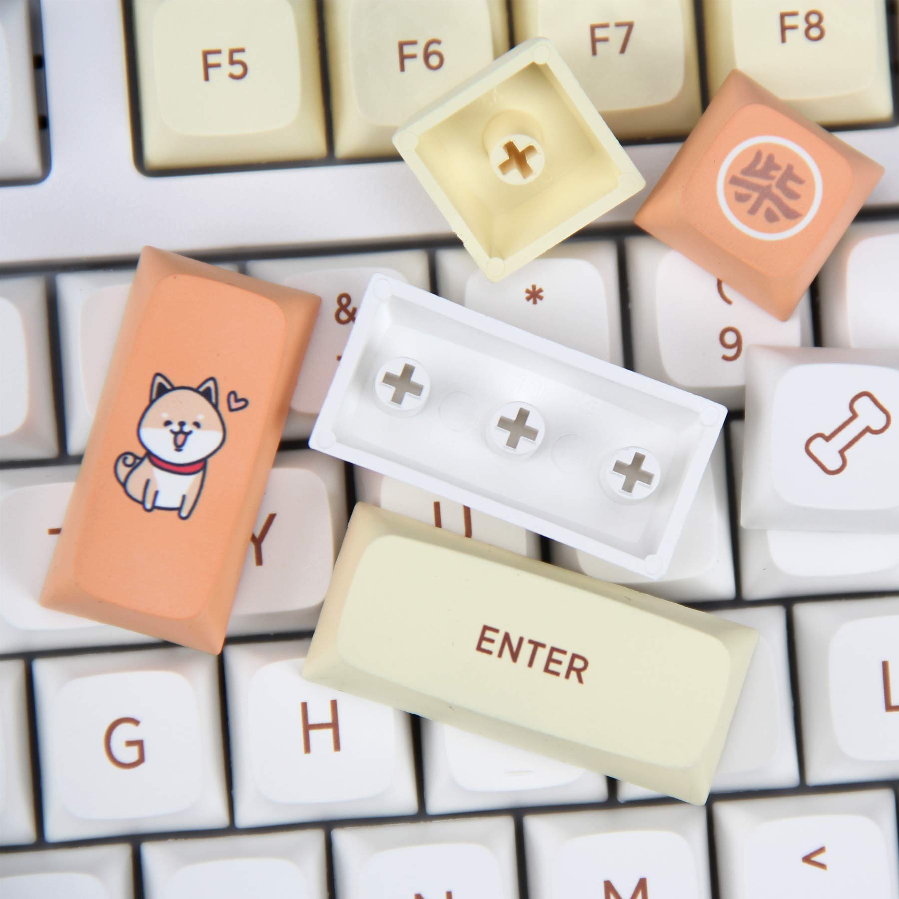 139 Keys Set XDA Profile Custom Keycaps PBT Dye Sublimation ANSI Layout Keycaps Set for Gateron Kailh Cherry MX Switches Mechanical Gaming Keyboards (Shiba Inu with English Characters)