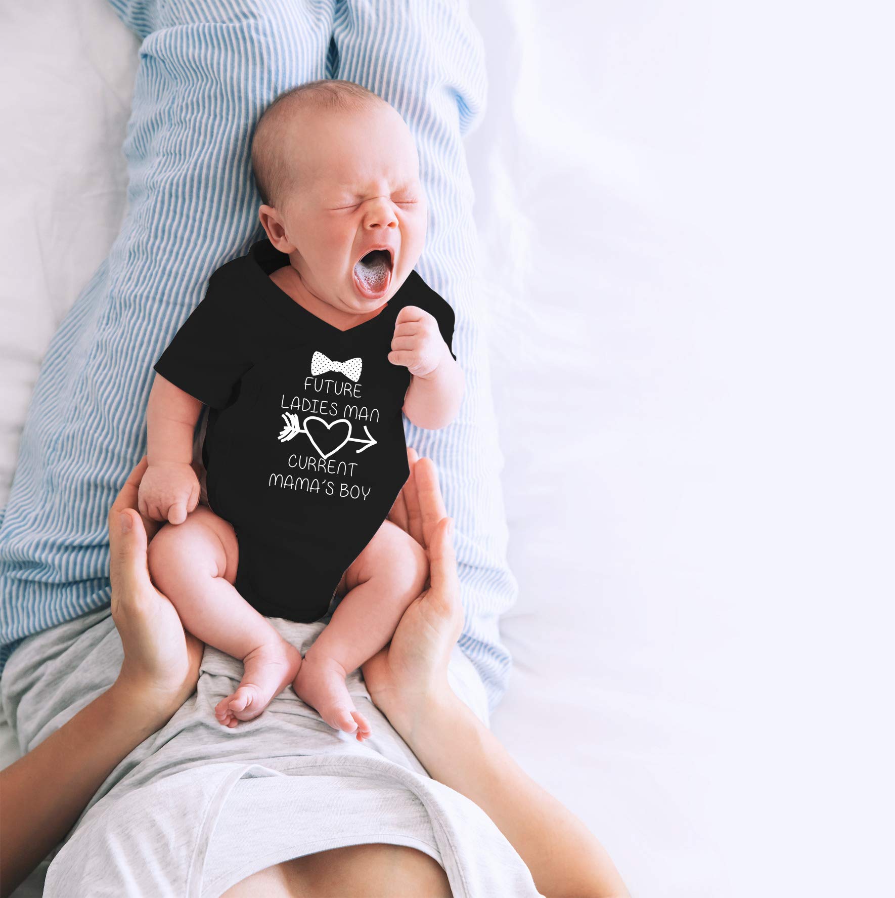 CBTwear Future Ladies Man Current Mama's Boy Bodysuit Funny Infant Comfy Baby Boy Clothes (Newborn, Black)