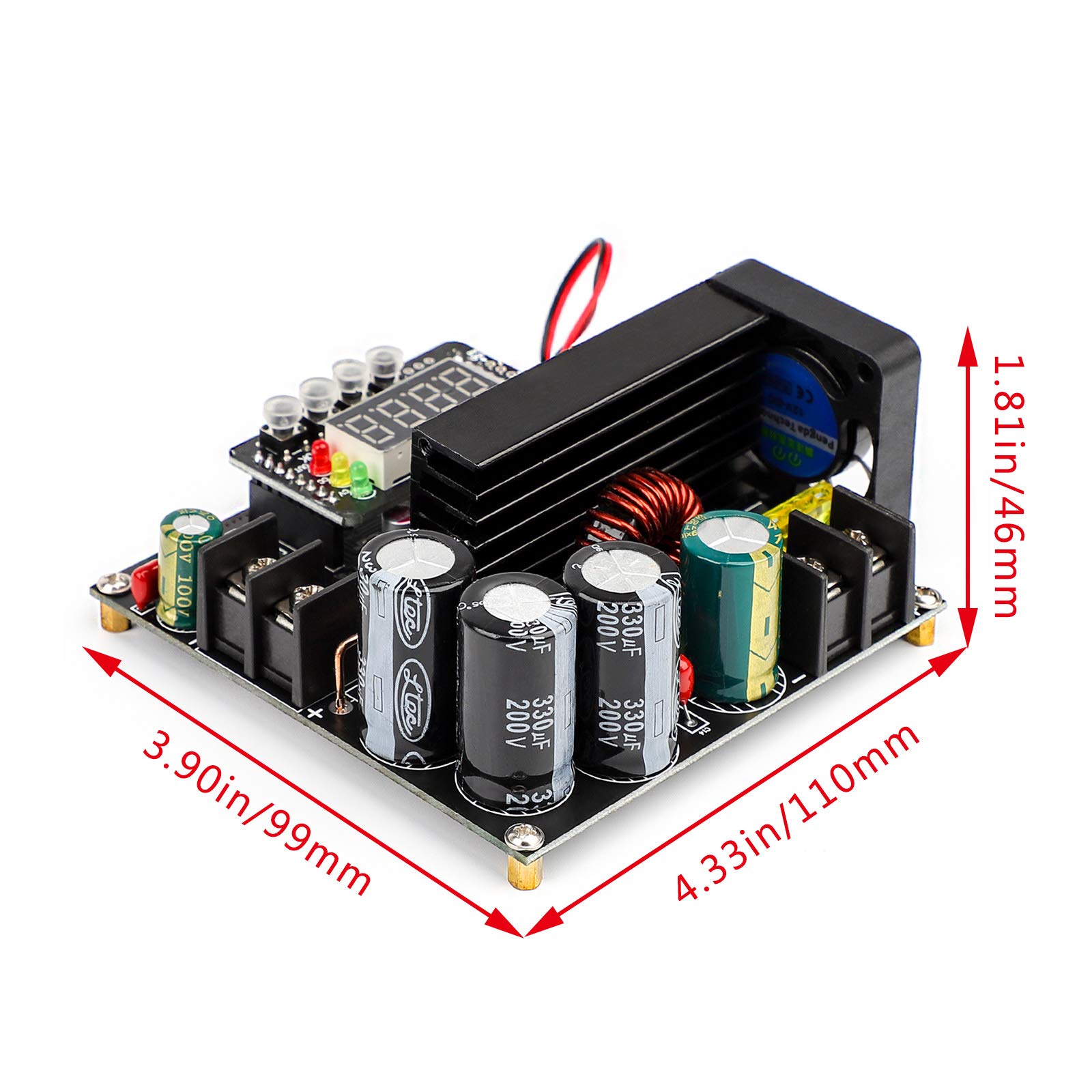 DROK DC Boost Converter 900W, 8-60V to 10-120V 15A Step Up Converter Adjustable Voltage Regulator Output 48V 24V 12V Power Supply with LED Display Cooling Fan