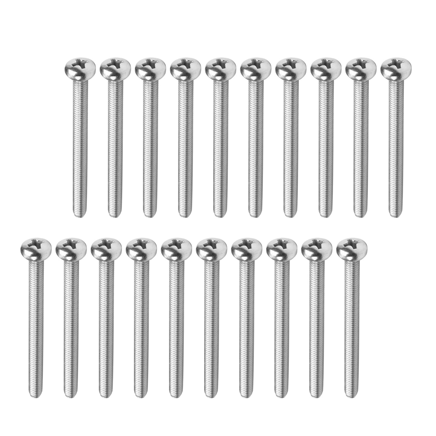 Yinpecly 60pcs M4-0.7x50mm Knob Pull Machine Screws Metric Pan Head Phillips Drive Cross Head Screw 304 Stainless Steel Full Thread Fasteners Bolts Silver Gray Cabinet Door and Drawer Screws