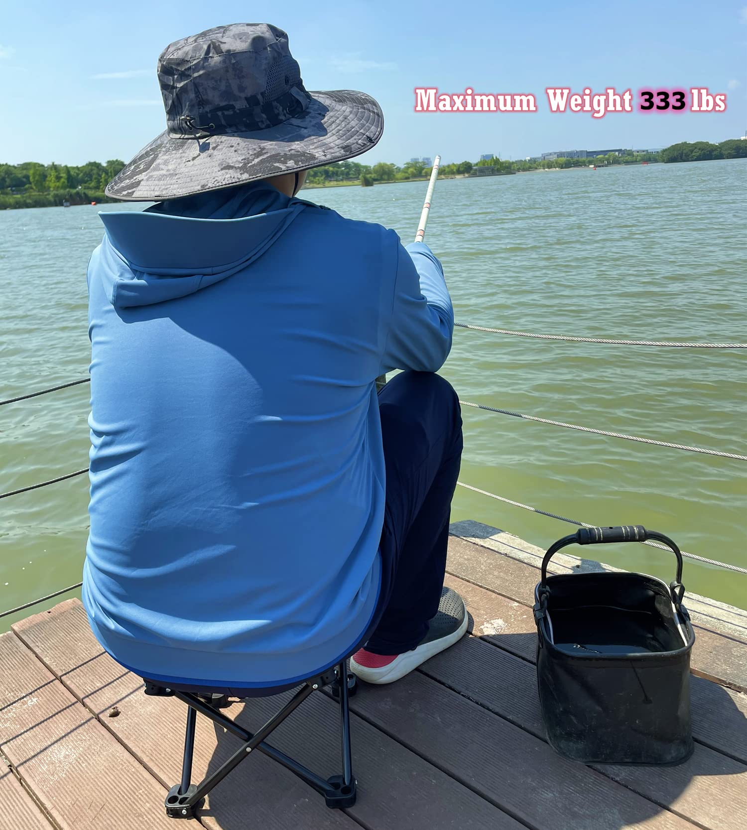 2 Pack 11 Inch Camping Stool Camping Chair with Big Pocket, Bearing 333 lbs, 1 Second Open and Close, Best Small Folding Chair Camping Foot Rest for Outdoor