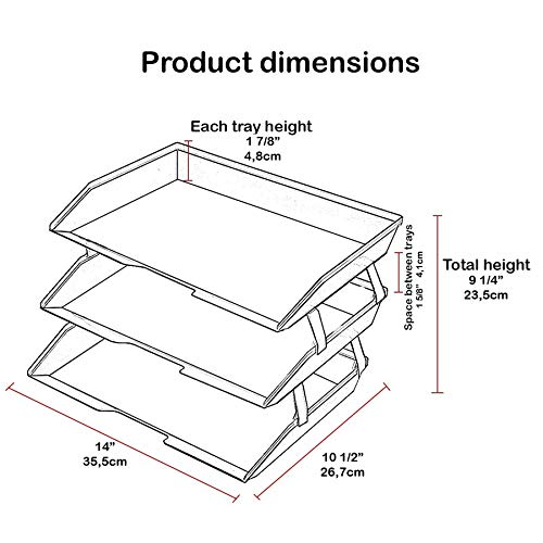 Acrimet Facility 3 Tier Letter Tray Side Load Plastic Desktop File Organizer (Clear Green Color)