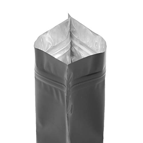 QQ Studio Pack of 100 Double-Sided Glossy Wide Mouth Smell Proof Stand Up Resealable Pouch Bags (Glossy Black, 6.5x5" (3oz))