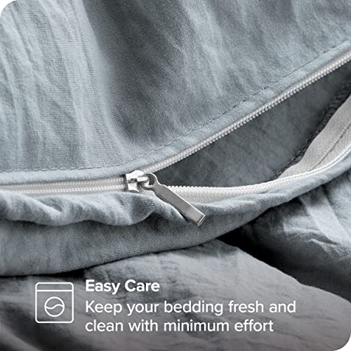 Bare Home Sandwashed Duvet Cover Queen Size - Premium 1800 Collection Duvet Set - Cooling Duvet Cover - Super Soft Duvet Covers (Queen, Sandwashed Dusty Blue)