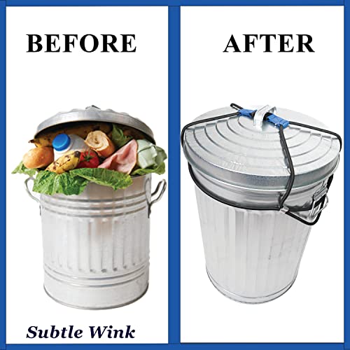 2 pack Bear Proof Trash Can Lock fits for 30 - 50 Gallon Bins with 4 Rubber bands | Heavy-Duty Adjustable Trash Can Lid Lock | Garbage can lock for animals, Dogs, Raccoons (trash can not include)