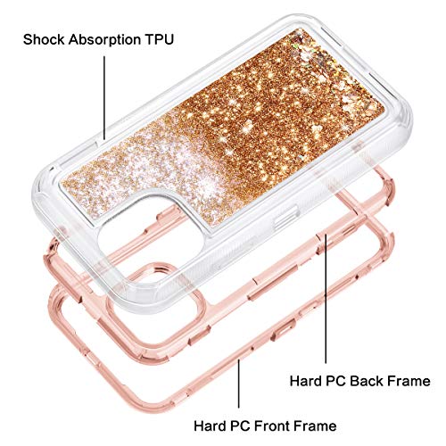 Coolden Case for iPhone 11 Pro MAX Cases Protective Glitter Case for Women Girls Cute Bling Sparkle Heavy Duty Hard Shell Shockproof TPU Case for 2019 Release 6.5 Inches iPhone 11 Pro MAX, Rose Gold