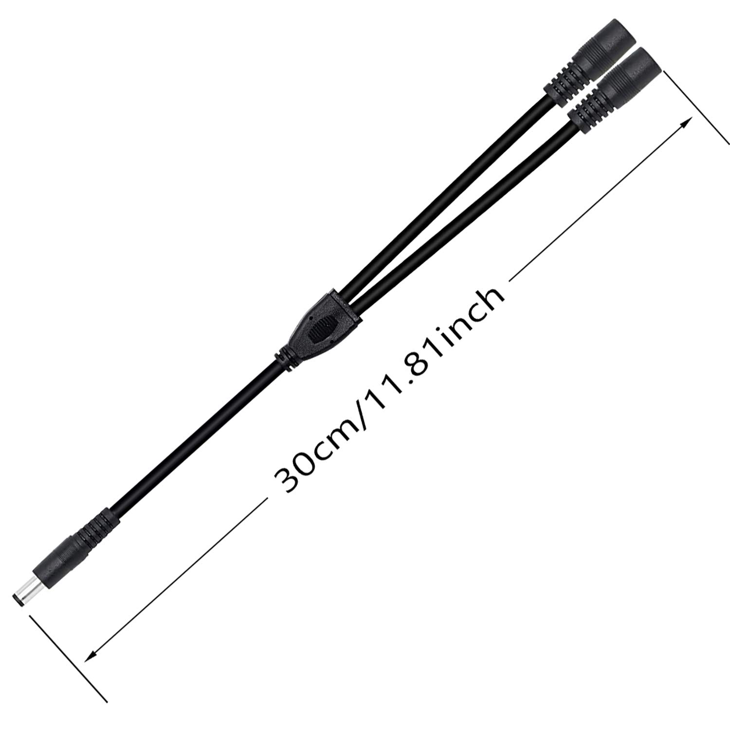 DaFuRui 2.1mm DC Splitter Cable,5Pack 5.5mm x 2.1mm Male to Dual 5.5mm x 2.1mm Female Output Power Splitter Cable Y Adapter Extension Cable for for CCTV Cameras LED Light Strip