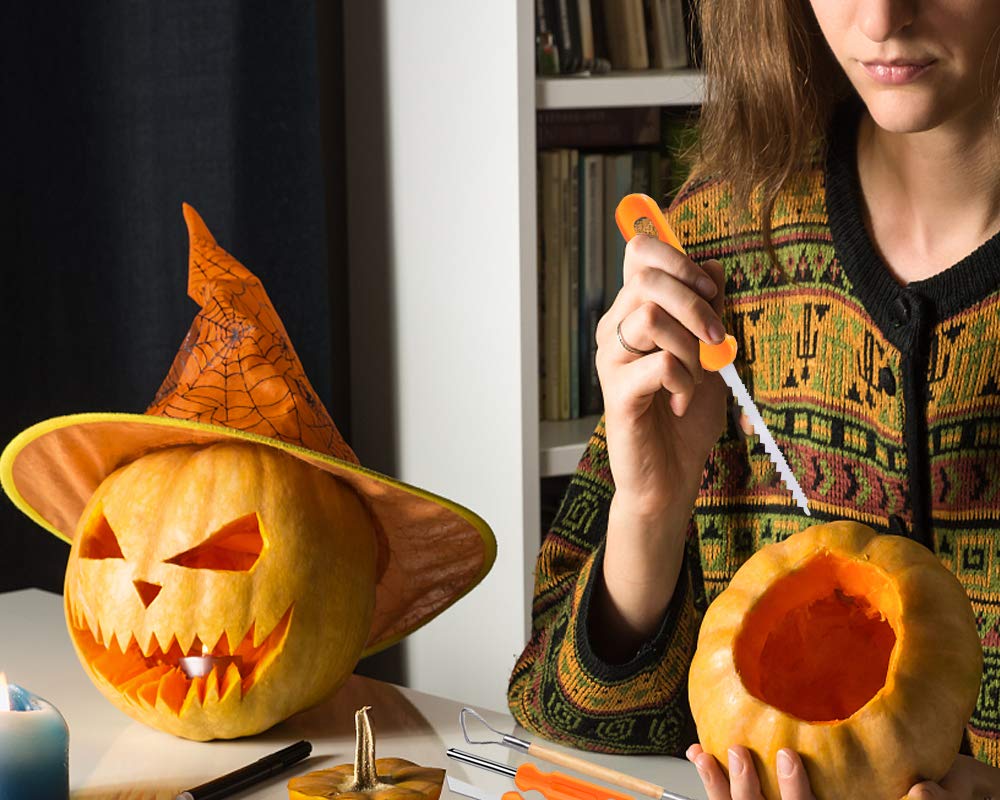 Halloween Pumpkin Carving Kit - 14 Pcs Professional Jack-O-Lanterns Pumpkin Cutting Supplies Tools Kit - Easily Sculpting DIY Halloween with Carrying Case - Carving Knife for Halloween Decoration