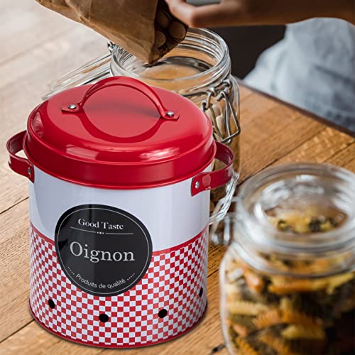 Alipis Potato Onion Storage Box, Set of 3 Kitchen Storage Canisters Jars Pots Containers Pantry Organizer Tin Vegetable Fresh Keeper with Aerating Tin Storage Holes