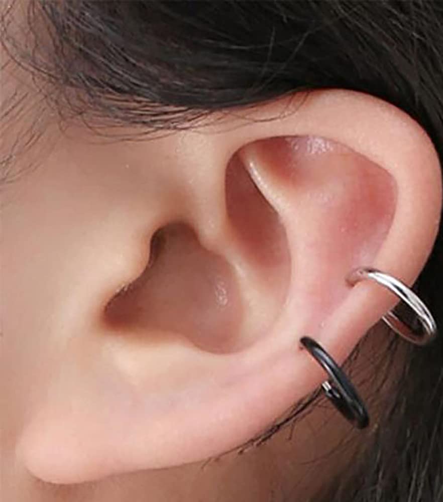 14 Gauge (1.6MM) -12mm Diameter Black Anodized 316L Surgical Steel Non-Piercing Spring Action Fake Nose Ring