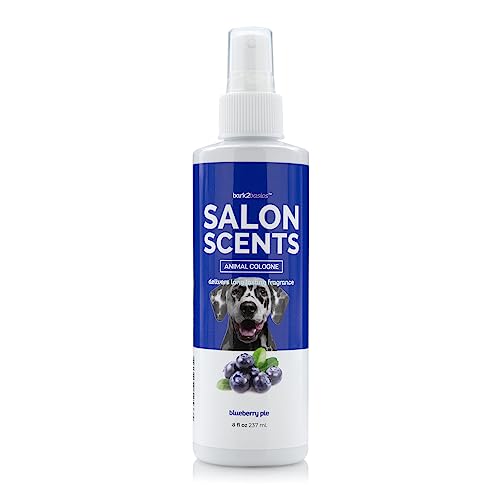 Bark2Basics Salon Scents Pet Grooming Cologne - 8 oz, Natural Professional Groomer Grade Perfume Deodorant for Dogs and Cats, Long Lasting, Deodorizing (Blueberry Pie)