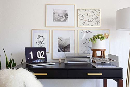 Blu Monaco Desk Organizers and Accessories Stackable Paper Tray - 4 Tier Stackable Letter Trays - Silver Metal Mesh File Holder Organizer