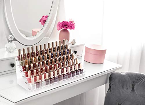 HBlife Clear Nail Polish Organizer 6 Tier Acrylic Display Rack Holds Up to 72 Bottles