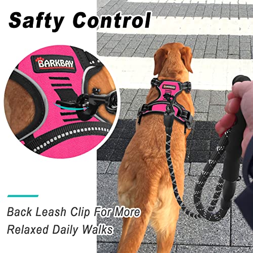 BARKBAY No Pull Pet Harness Dog Harness Adjustable Outdoor Pet Vest 3M Reflective Oxford Material Vest for PINK Dogs Easy Control for Small Medium Large Dogs (L)
